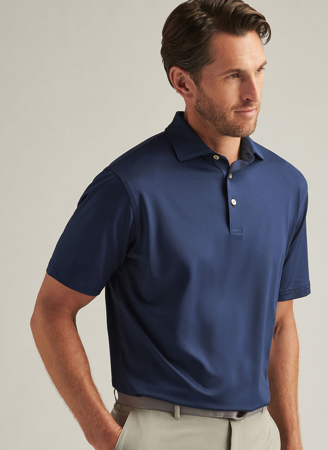 Solid Performance Jersey Polo (Sean Self-Collar) | Men's Polo Shirts ...