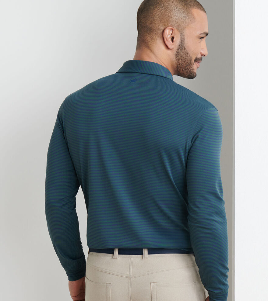 Lyons Stripe Performance Jersey Long-Sleeve Polo | Men's Polos | Peter ...